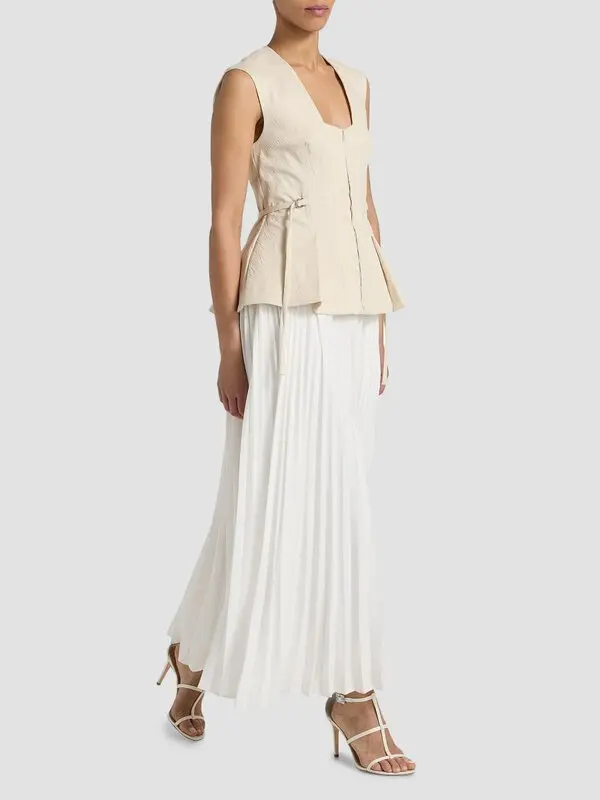 Acler Delny Mixed-media Peplum Cotton Maxi Dress