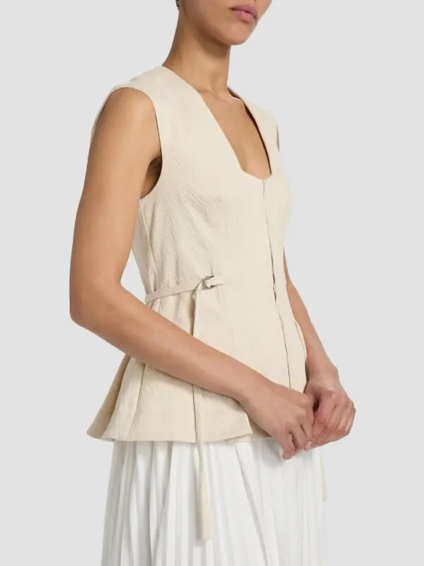 Acler Delny Mixed-media Peplum Cotton Maxi Dress