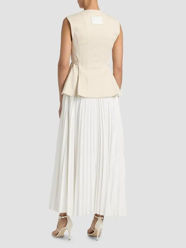 Acler Delny Mixed-media Peplum Cotton Maxi Dress