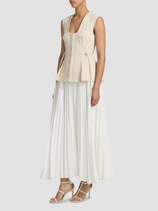 Acler Delny Mixed-media Peplum Cotton Maxi Dress