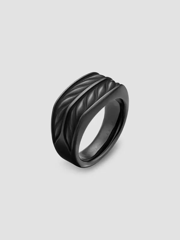David Yurman Chevron Three Sided Signet Ring In Titanium, Mm