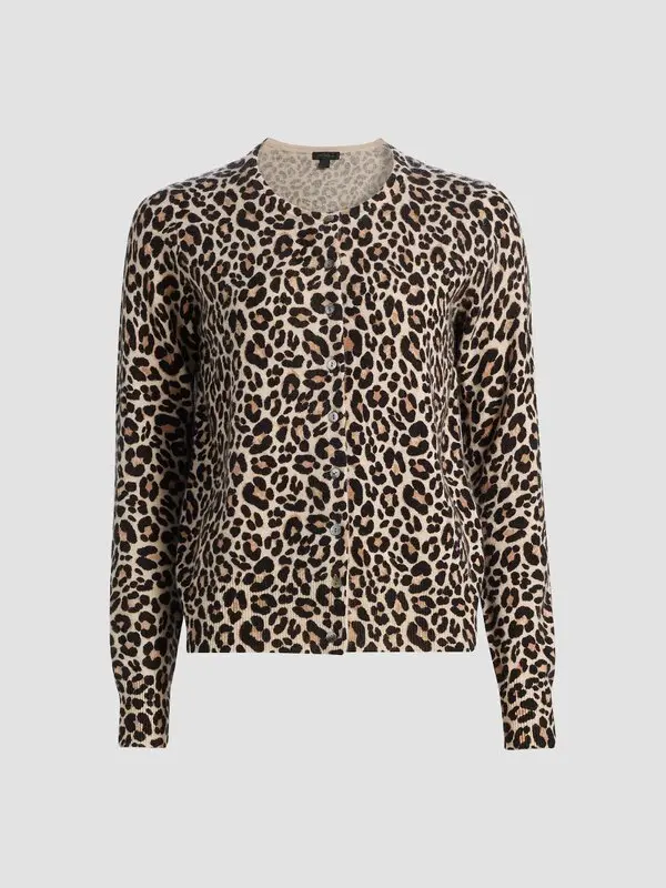 SAKS FIFTH AVENUE Leopard-print Cashmere Cardigan - Leopard Print
