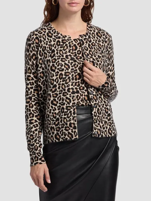 SAKS FIFTH AVENUE Leopard-print Cashmere Cardigan