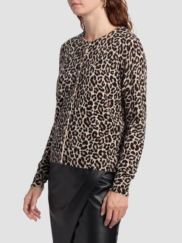 SAKS FIFTH AVENUE Leopard-print Cashmere Cardigan