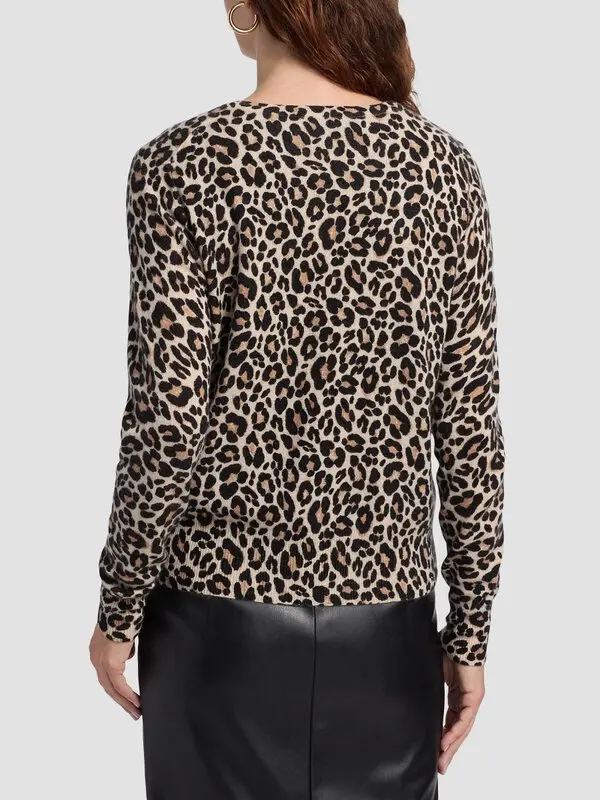 SAKS FIFTH AVENUE Leopard-print Cashmere Cardigan
