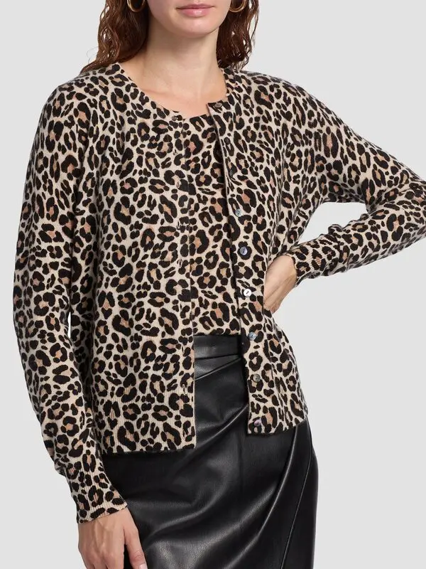 SAKS FIFTH AVENUE Leopard-print Cashmere Cardigan