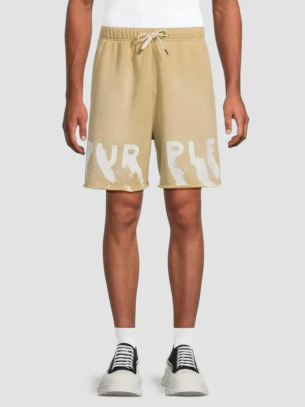 PURPLE BRAND Logo Cotton Fleece Shorts