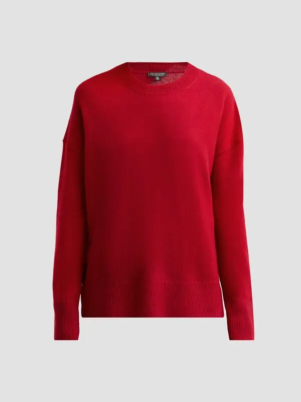 SAKS FIFTH AVENUE Oversized Cashmere Raw-vent Sweater - Deep Red