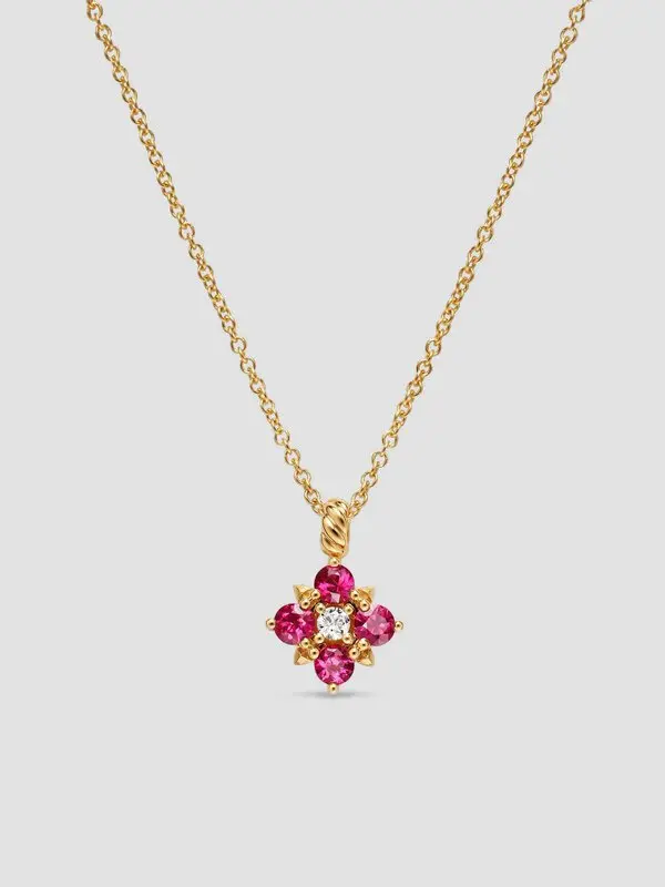 David Yurman Petite Modern Renaissance Pendant Necklace In 18k Yellow Gold - Ruby
