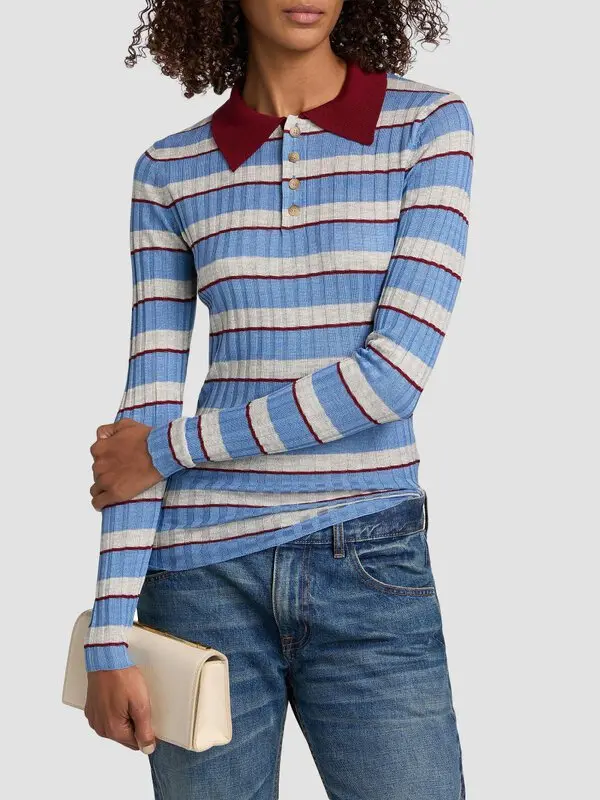 Brandon Maxwell The Joni Knit Polo Top
