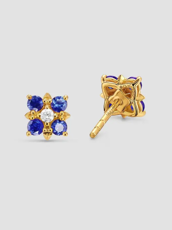 David Yurman Petite Modern Renaissance Color Stud Earrings In 18k Yellow Gold - Sapphire