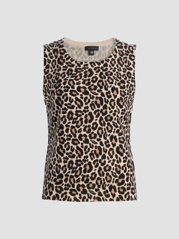 SAKS FIFTH AVENUE Leopard-print Cashmere Sleeveless Top - Leopard Print