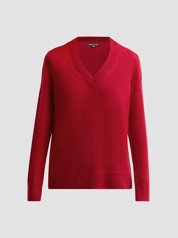 SAKS FIFTH AVENUE Cashmere V-neck Sweater - Deep Red