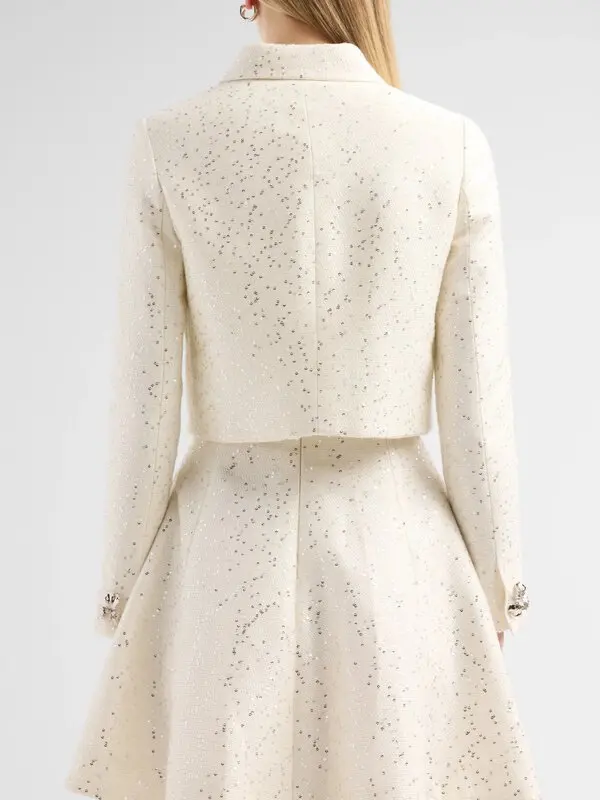 Oscar De La Renta Sequin Tweed Short Jacket