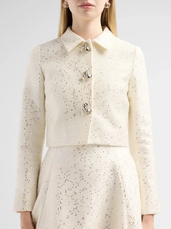 Oscar De La Renta Sequin Tweed Short Jacket