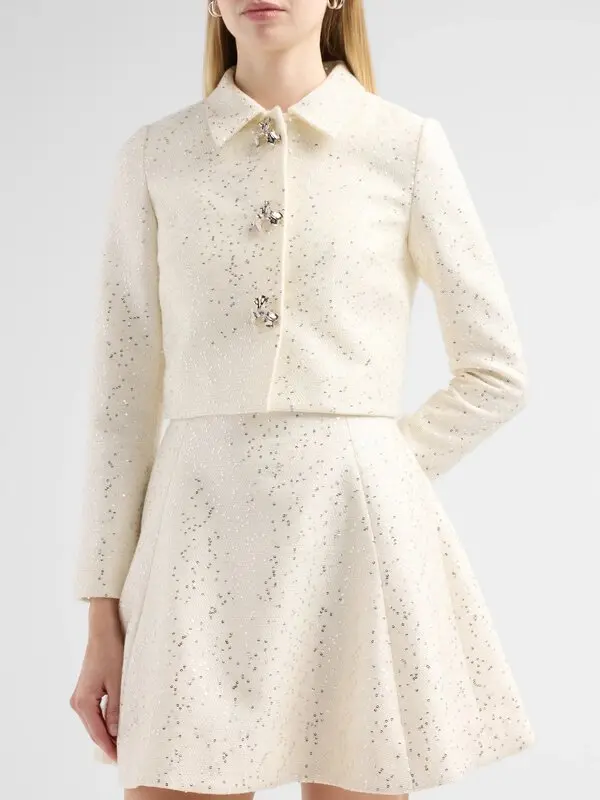 Oscar De La Renta Sequin Tweed Short Jacket