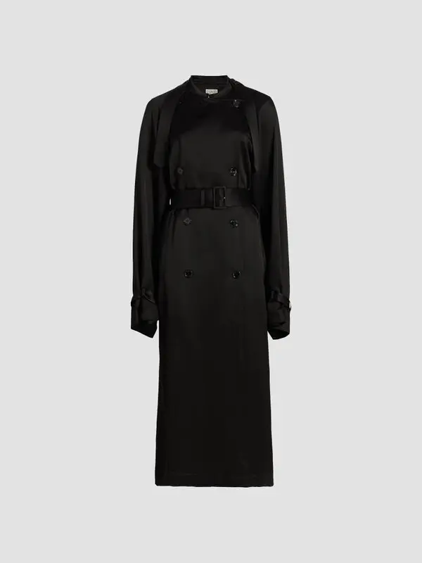 TOTEME Draped Satin Double-breasted Trench Coat