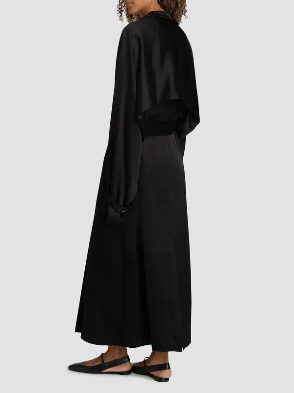 TOTEME Draped Satin Double-breasted Trench Coat