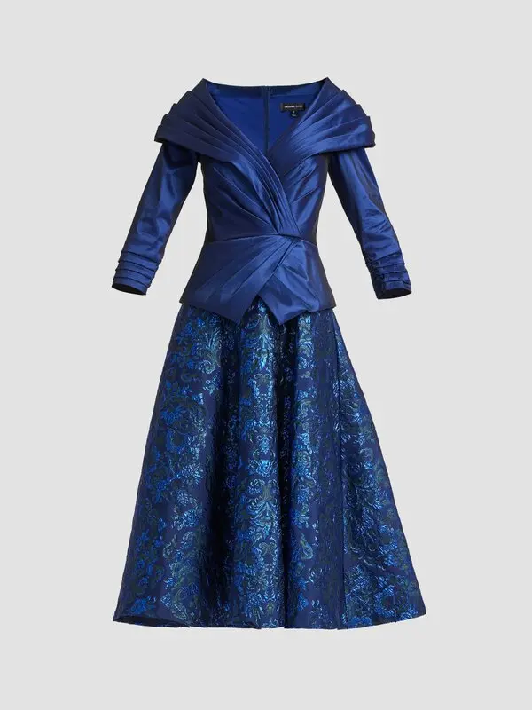 Tadashi Shoji Renwick Portrait Jaquard Cocktail Dress - Navy Multi