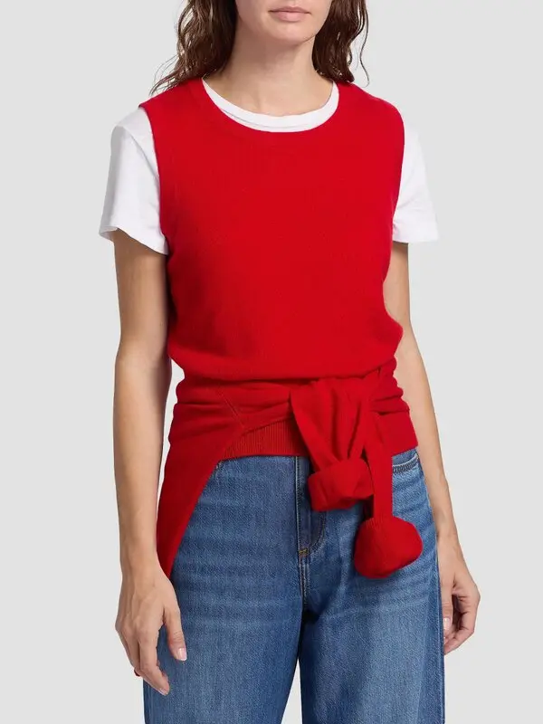 SAKS FIFTH AVENUE Rib-knit Cashmere Sleeveless Sweater - True Red
