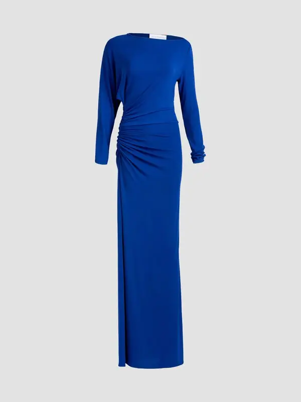 Silvia Tcherassi Laken Gathered Jersey Gown - Navy