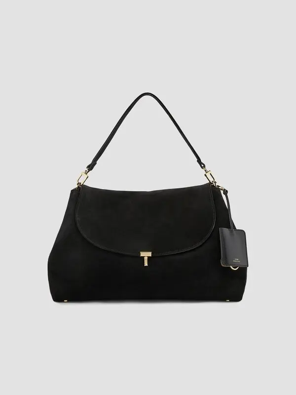 TOTEME T-lock Suede Satchel - Black