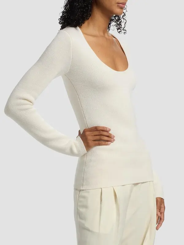 TOTEME Scoopneck Merino Wool-blend Top