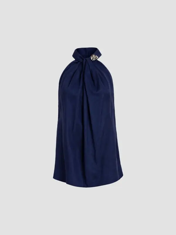 Silvia Tcherassi Shela Embellished Halterneck Blouse