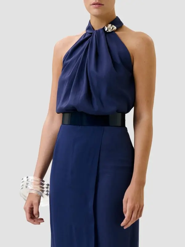 Silvia Tcherassi Shela Embellished Halterneck Blouse