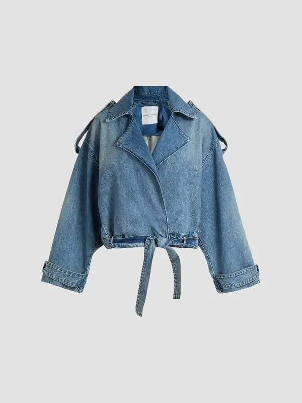 Brandon Maxwell The Regan Denim Belted Trench Coat
