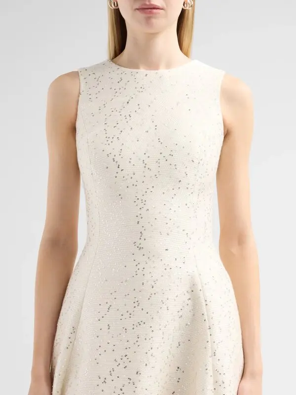 Oscar De La Renta Sequin Tweed Sleeveless Day Dress