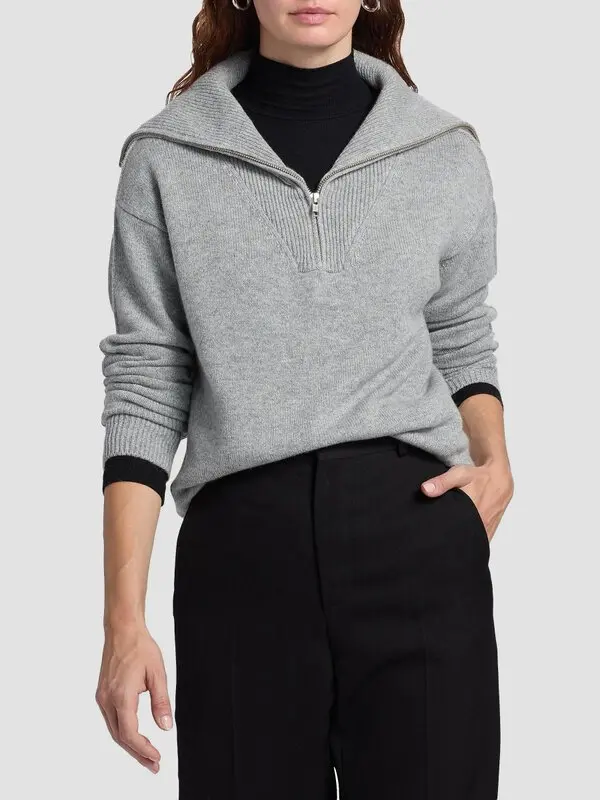 SAKS FIFTH AVENUE Cashmere Extended Polo Collar Sweater - Flannel