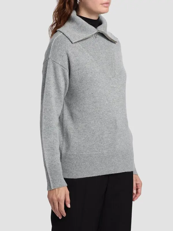 SAKS FIFTH AVENUE Cashmere Extended Polo Collar Sweater - Flannel
