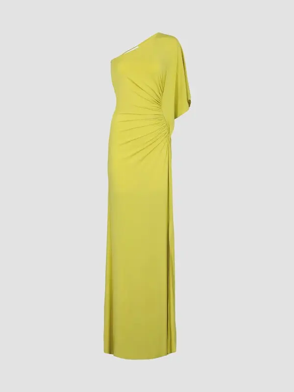 Silvia Tcherassi Doli Ruched One-shoulder Maxi Dress - Lime