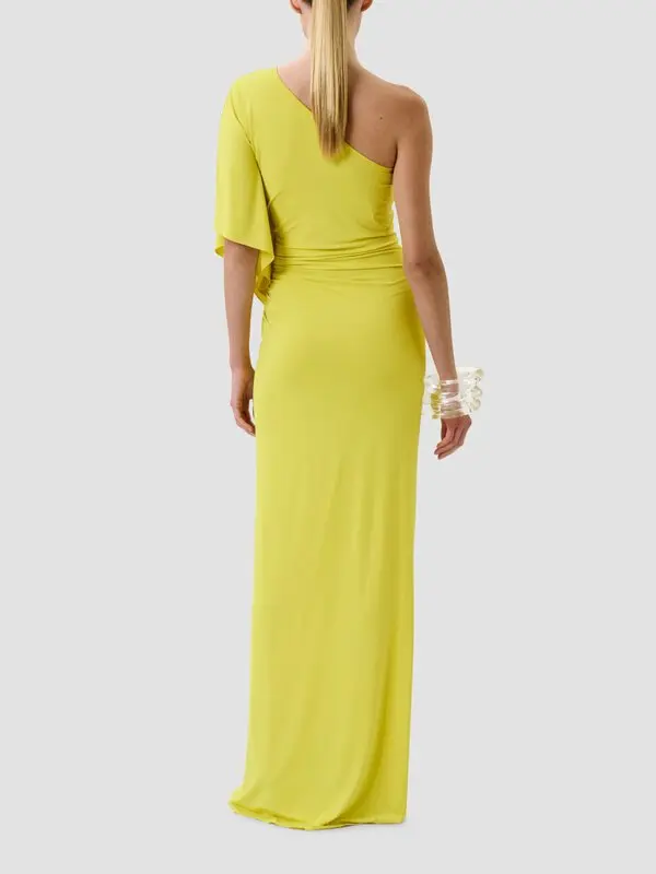 Silvia Tcherassi Doli Ruched One-shoulder Maxi Dress - Lime