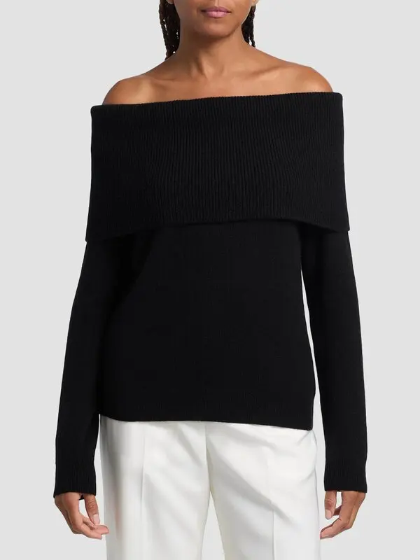 SAKS FIFTH AVENUE Cashmere Off-the-shoulder Sweater - Black