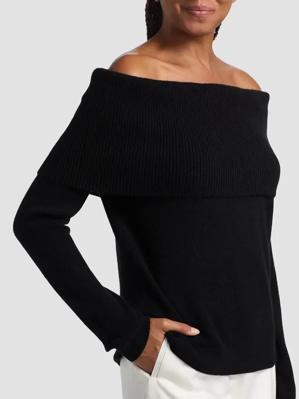 SAKS FIFTH AVENUE Cashmere Off-the-shoulder Sweater - Black