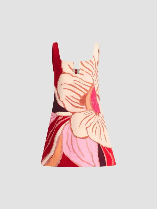 Acler Femme Fatale Llewellyn Floral Linen-blend Mini Dress - Rouge Eclipse