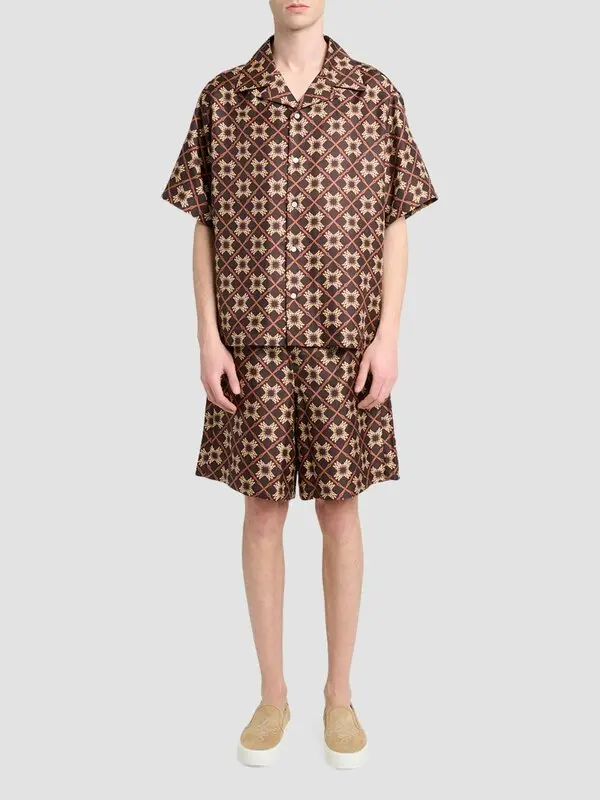 Amiri Geometric Silk Camp Shirt - Husk