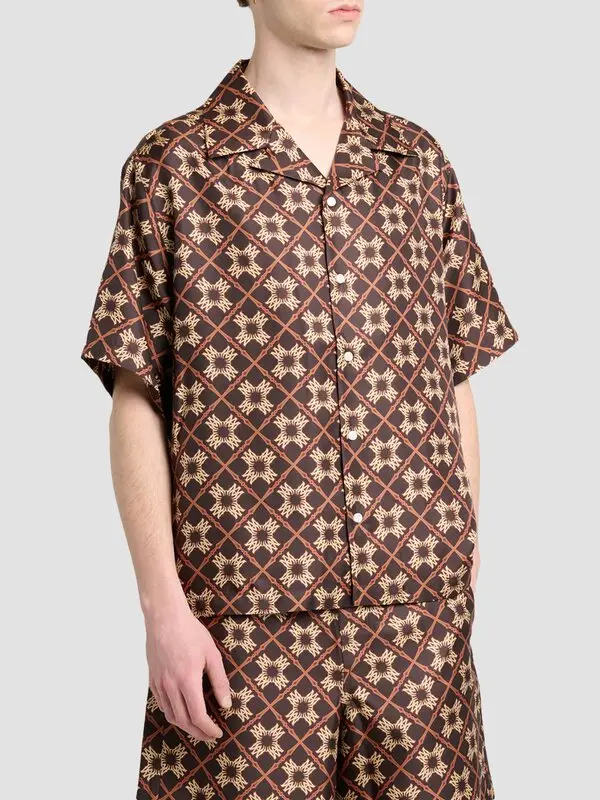 Amiri Geometric Silk Camp Shirt - Husk