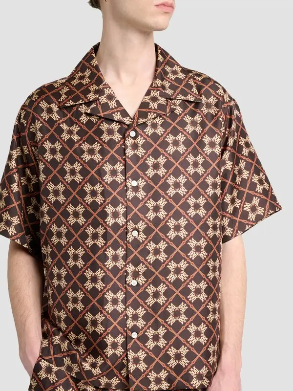 Amiri Geometric Silk Camp Shirt - Husk