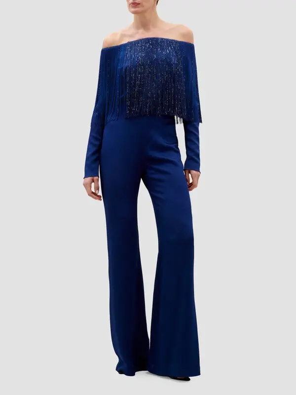 Silvia Tcherassi Belinda Metallic Fringe Off-the-shoulder Blouse