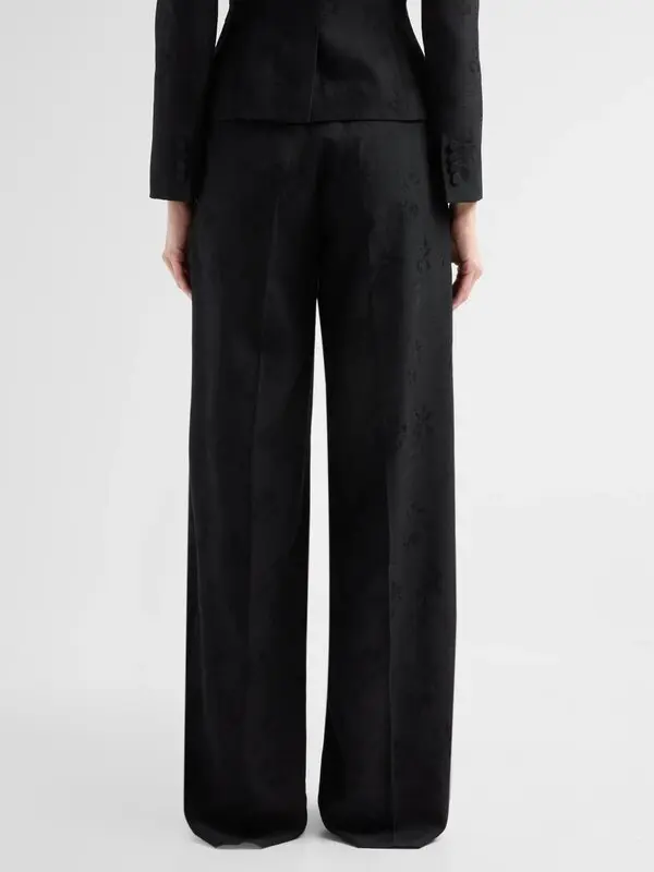 Oscar De La Renta Floral-jacquard Wool Wide-leg Trousers