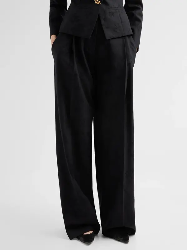 Oscar De La Renta Floral-jacquard Wool Wide-leg Trousers