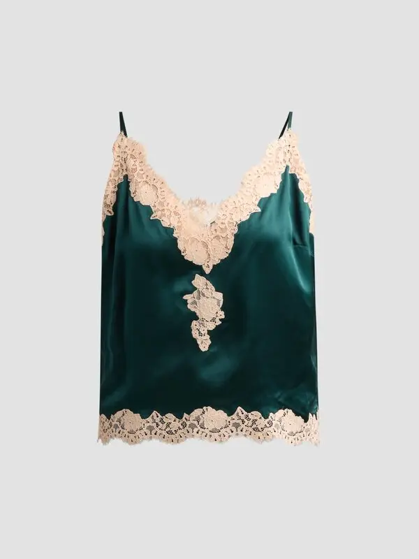 DÔEN Kira Lace-trimmed Silk Camisole - Scarab