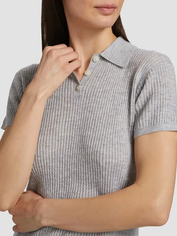 Guest In Residence Shrunken Cashmere Polo Shirt - Stone