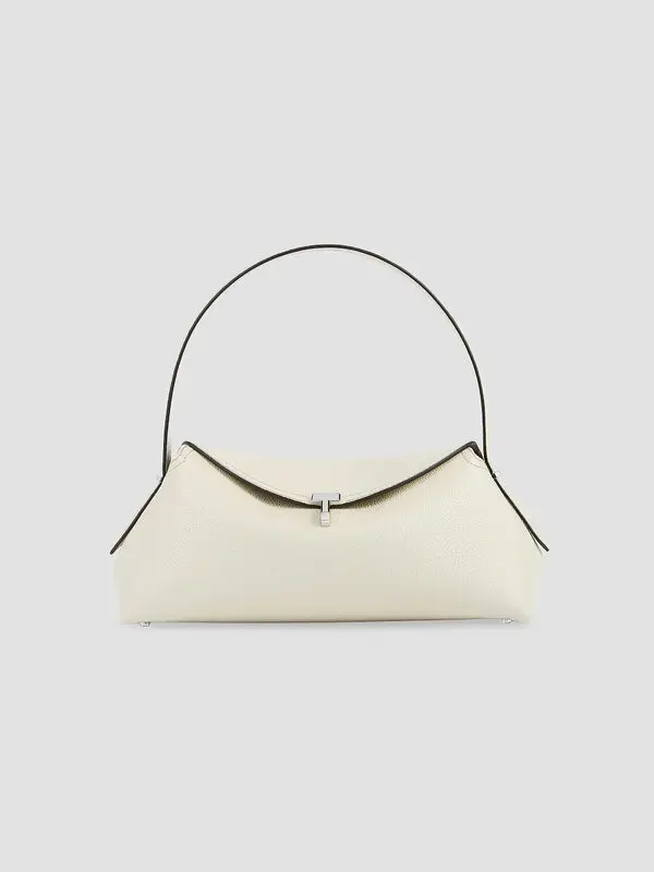 TOTEME T-lock Grain Leather Shoulder Bag - Milk