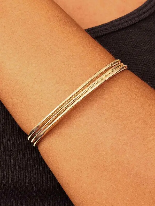 ORADINA 14k Yellow Mesh Glamour Stack Bracelet
