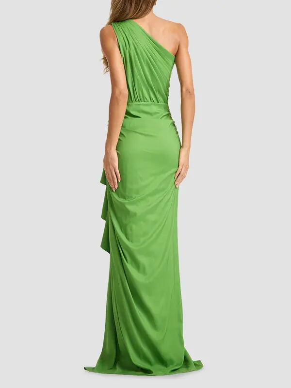 Tadashi Shoji Ruffled Jersey One-shoulder Gown - Cactus