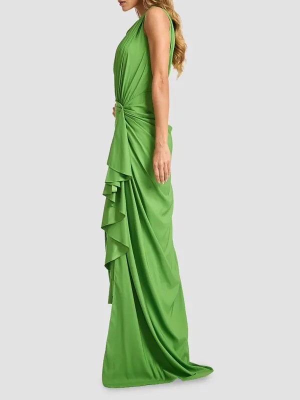 Tadashi Shoji Ruffled Jersey One-shoulder Gown - Cactus